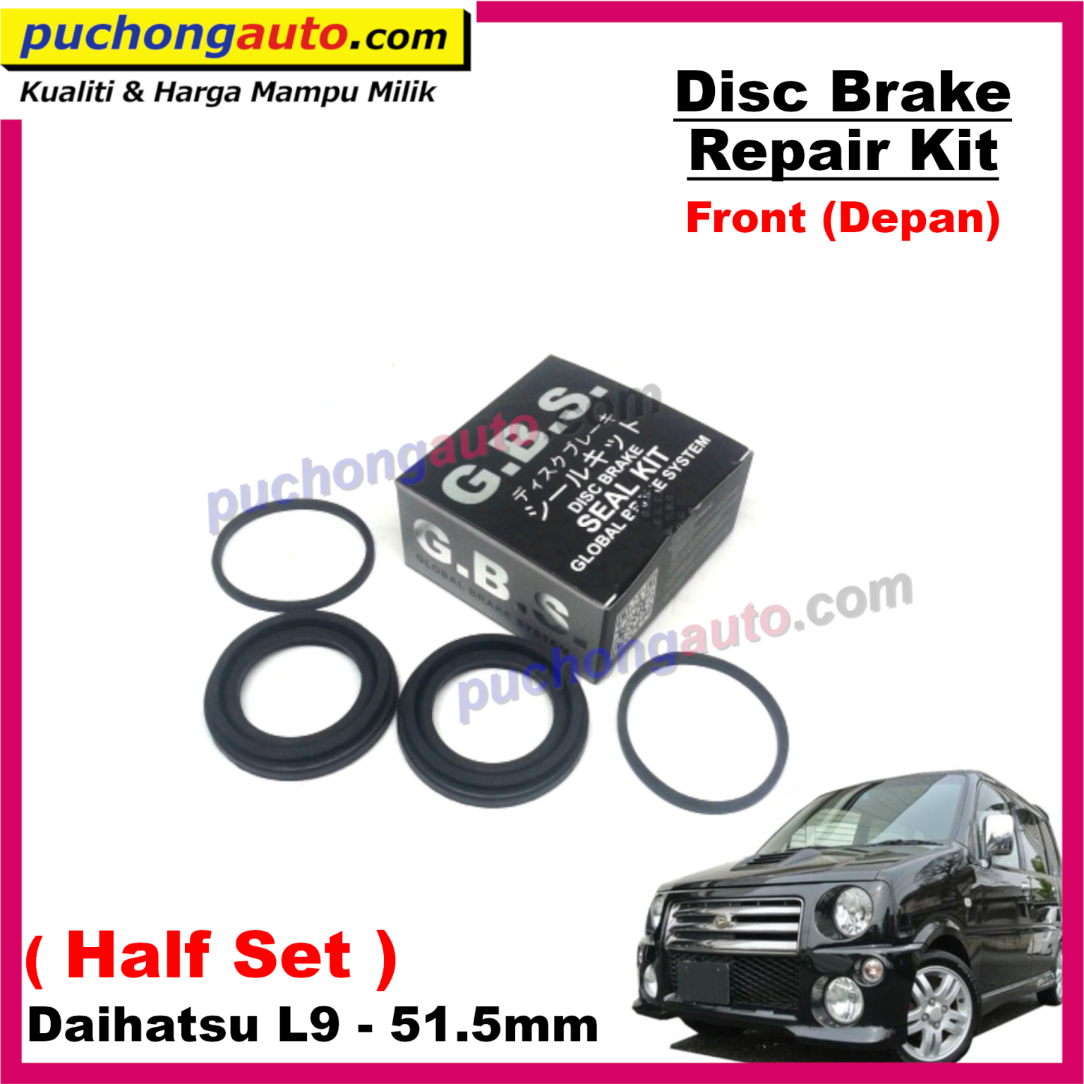 Daihatsu L9 - 51.5mm - Front Disc Brake Caliper Rebuild / Repair Kit - Car Spare Parts Shop in ...